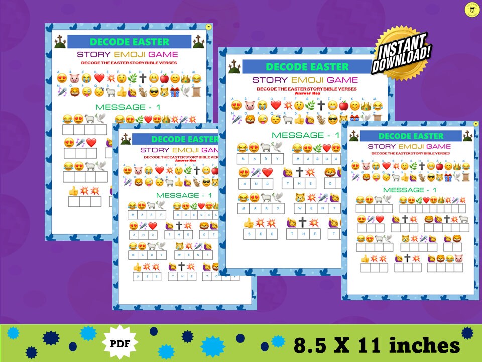 Juego Bíblico de Emoji de Pascua/ Decodifica los 12 versículos de la ...