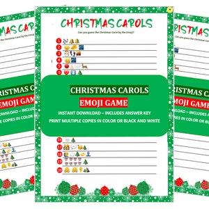 Christmas Carols Emoji Game: Printable Quiz (instant Download) - Etsy
