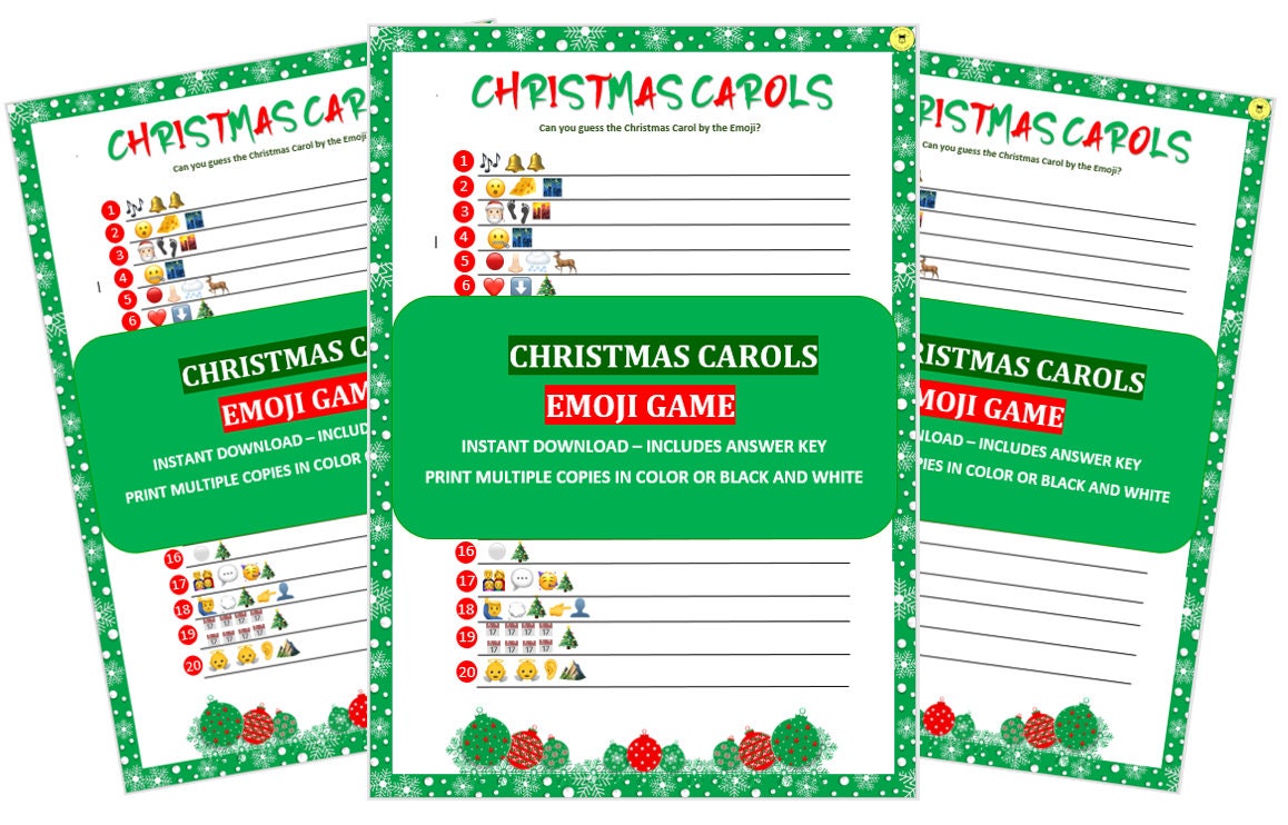 Christmas Carols Emoji Game: Printable Quiz (instant Download) - Etsy