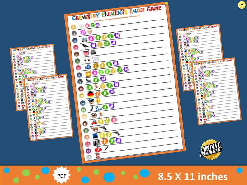 Chemistry Periodic Table Emoji Game| Chemistry Game | Instant Download ...