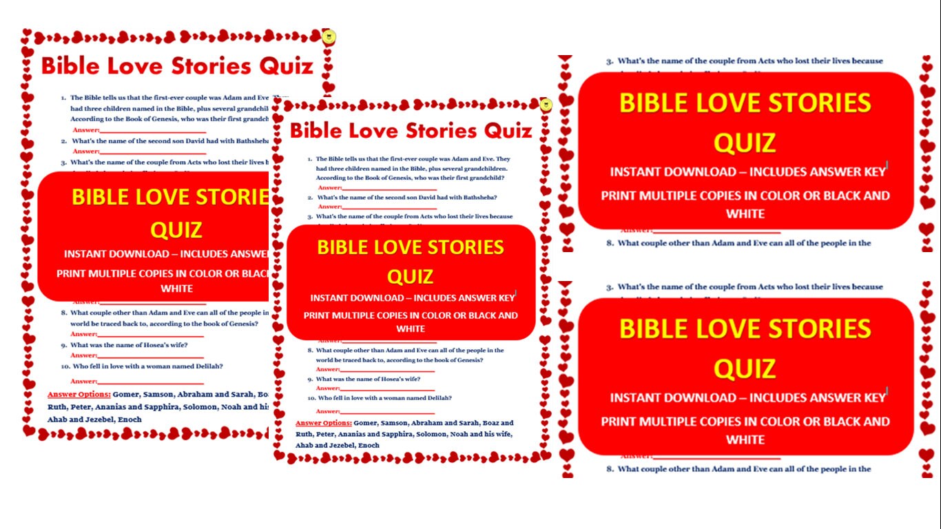 Bible Love Stories Quiz Valentine's Church Small Group Activity Game ...