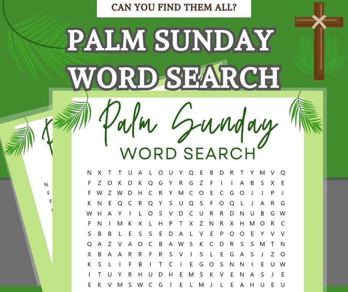 Palm Sunday Word Search |bible Palm Sunday Game Printable | Instant ...
