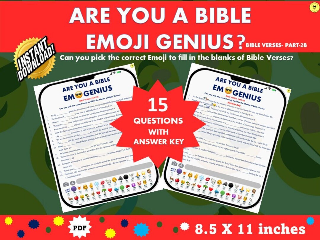 Bible Emoji Quiz: Verses Game - Church & Bible Study (instant Download ...