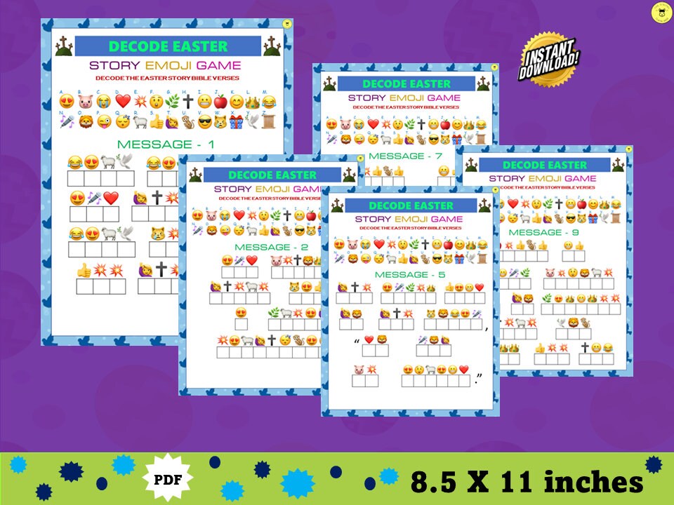 Juego Bíblico de Emoji de Pascua/ Decodifica los 12 versículos de la ...
