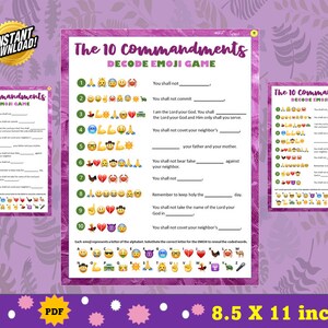 10 Commandments Emoji Decode Game: Fun Printable Activity (instant ...
