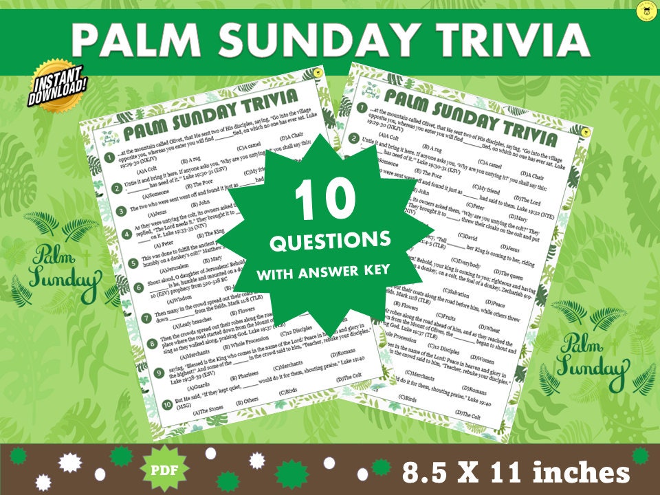 Palm Sunday Trivia Palm Sunday Activity Game sunday School Game Bible ...