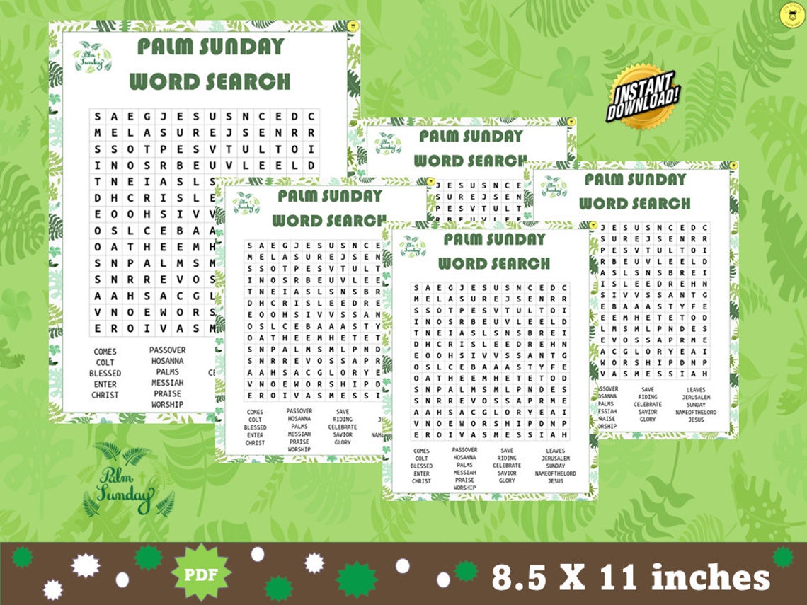 Palm Sunday Word Search bible Palm Sunday Game Printable Instant ...
