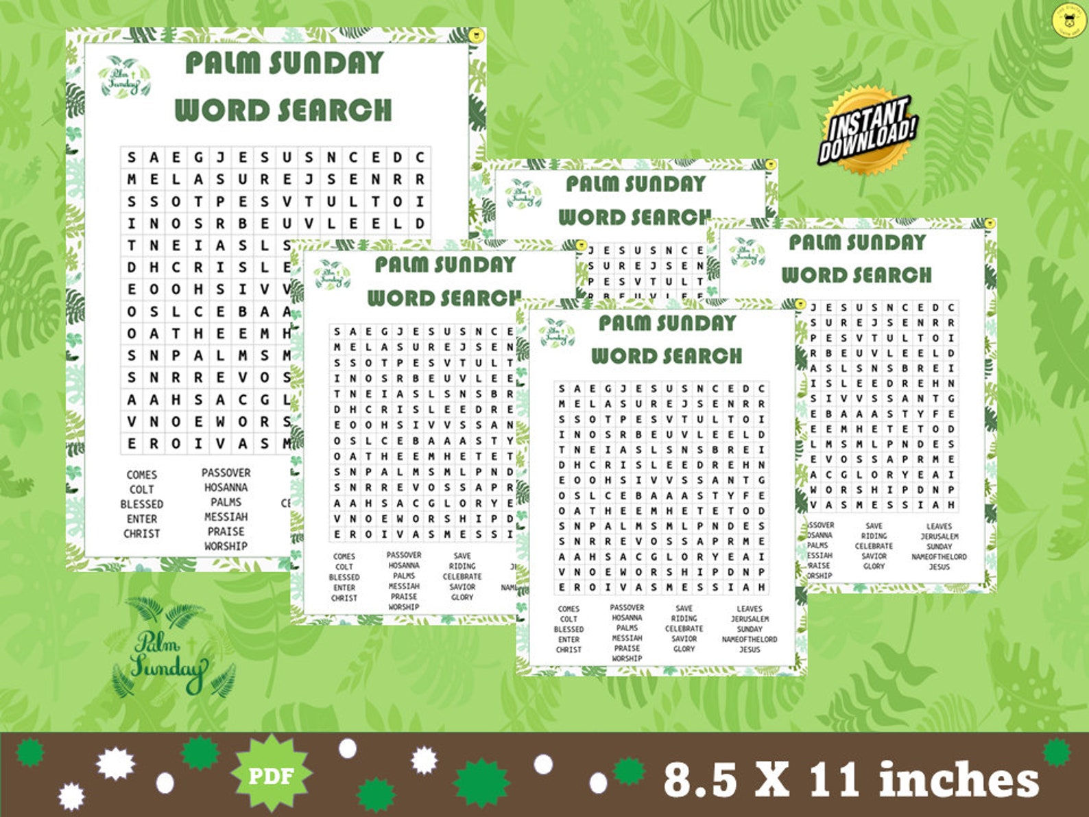 Palm Sunday Word Search bible Palm Sunday Game Printable Instant ...