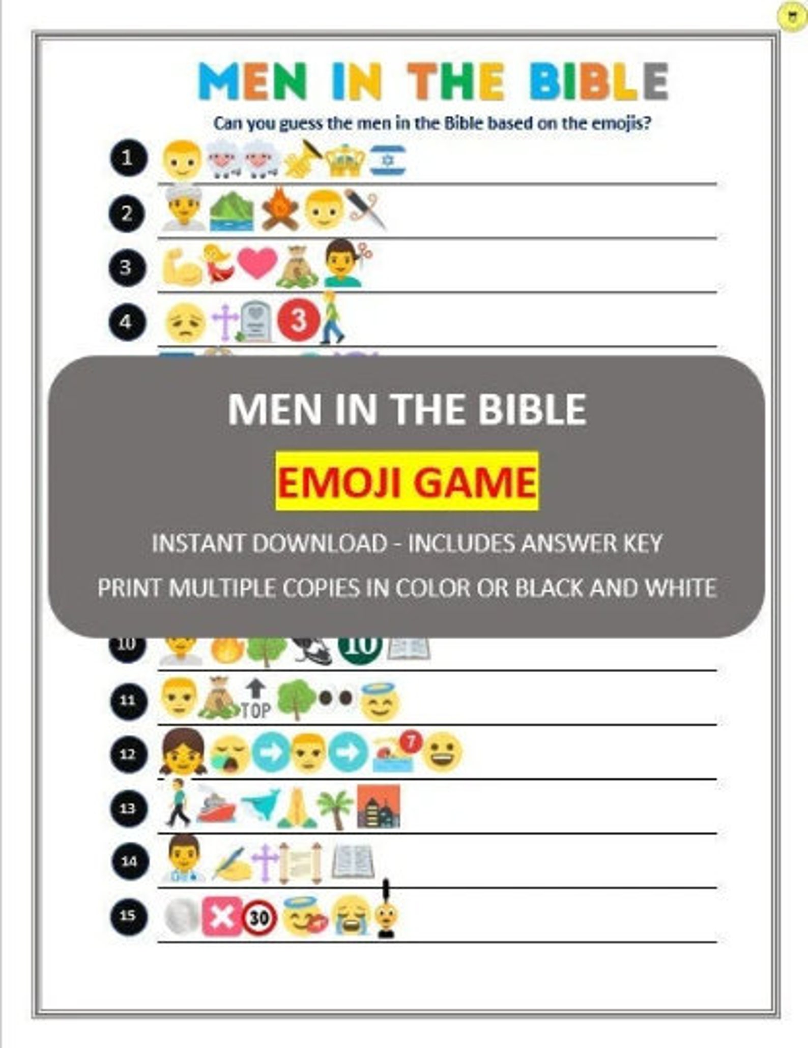 Bible Emoji Games Printable Bundle Bible Emoji Quiz Bundle - Etsy