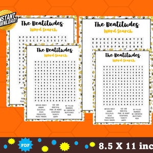 Beatitudes Word Search: Bible Game Printable (PDF) - Etsy