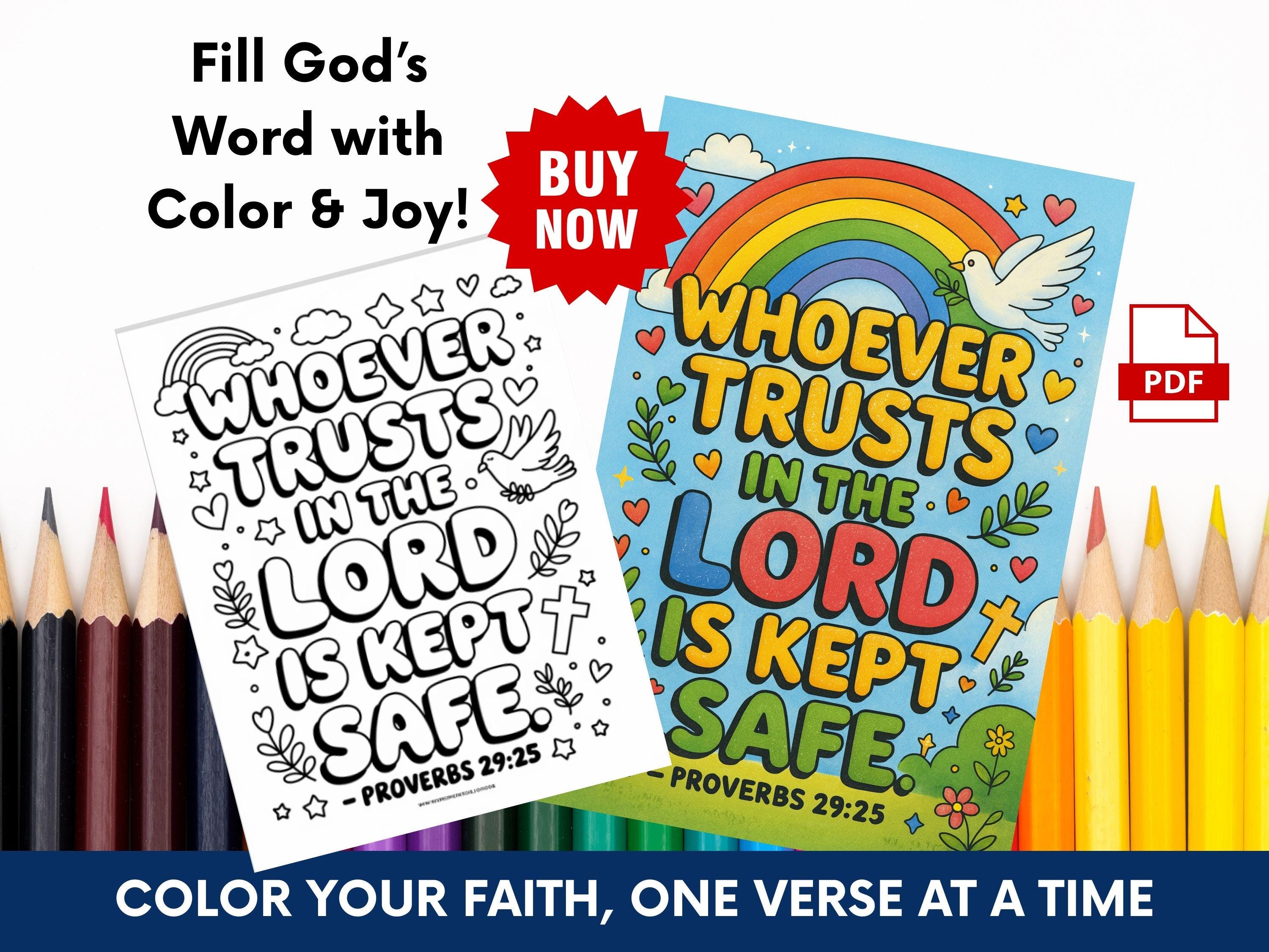100 Bible Verse Coloring Pages: Printable Christian Activity Book (PDF ...