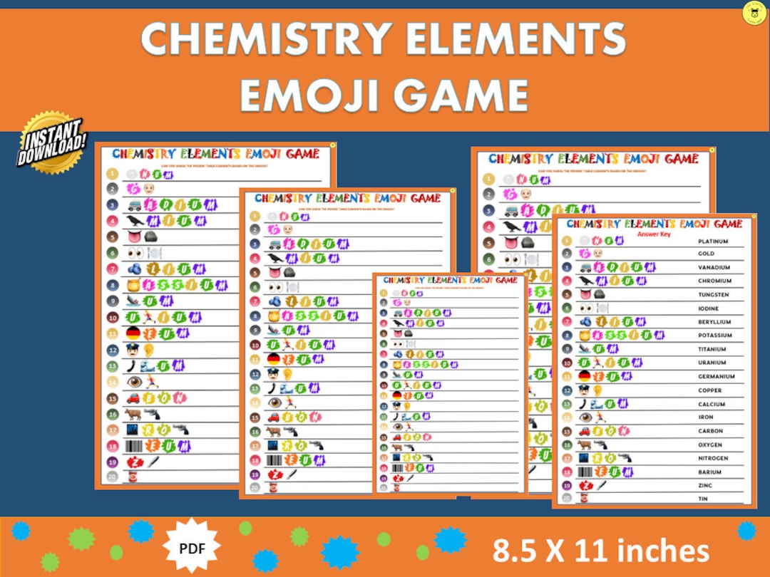 Chemistry Periodic Table Emoji Game| Chemistry Game | Instant Download ...