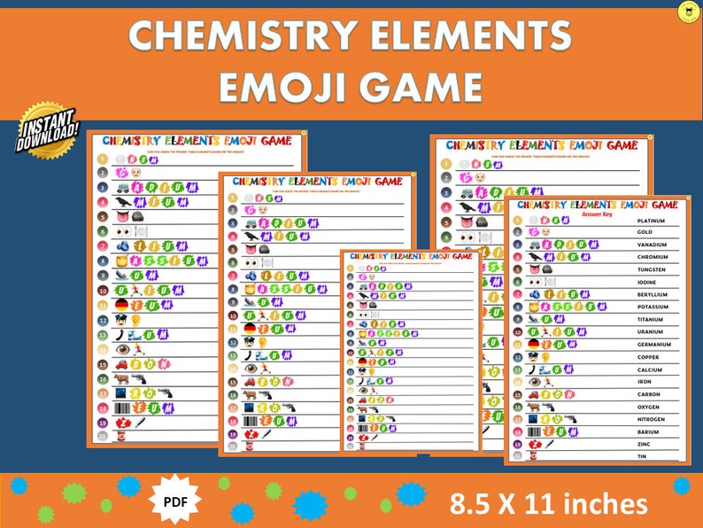 Chemistry Periodic Table Emoji Game| Chemistry Game | Instant Download ...