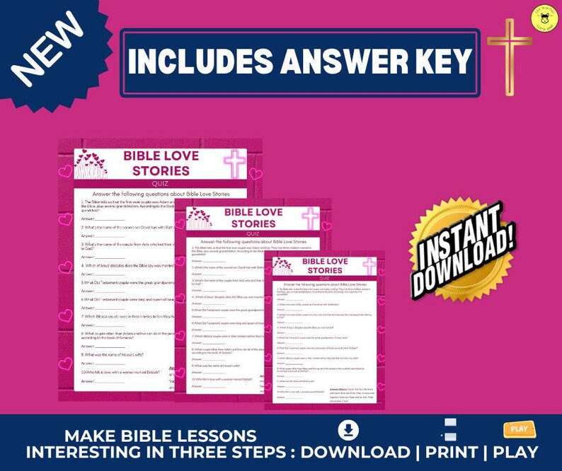 Bible Love Stories Quiz | Valentine's Church Small Group Activity Game ...