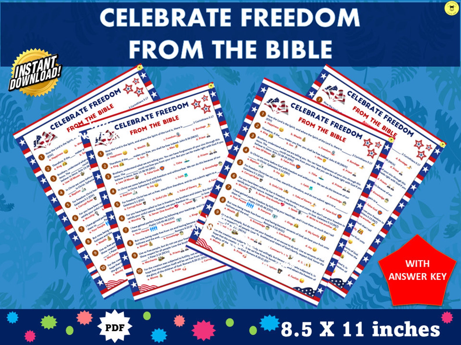 Freedom Bible Trivia Game Printable |celebrate Freedom From the Bible ...
