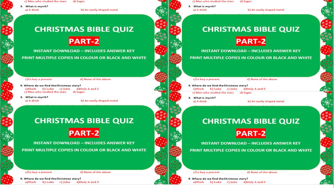 Christmas Bible Quiz Part- 2 | Christmas Bible Trivia| Church Small ...