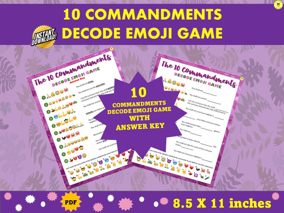10 Commandments Emoji Decode Game: Fun Printable Activity (instant ...
