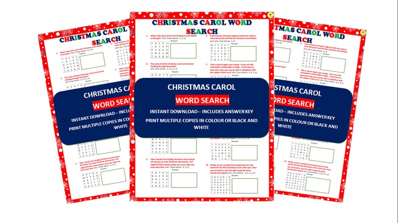 Christmas Carol Word Search | Christmas Carols Trivia Quiz | Church ...