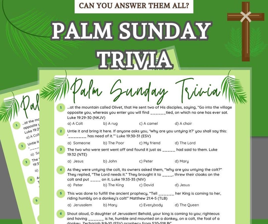 Palm Sunday Trivia Game: Printable Bible Study (PDF) - Etsy