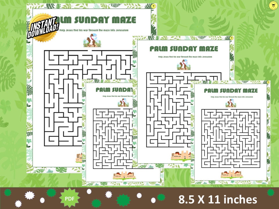 Palm Sunday Maze bible Palm Sunday Maze Game Printable Instant Download ...