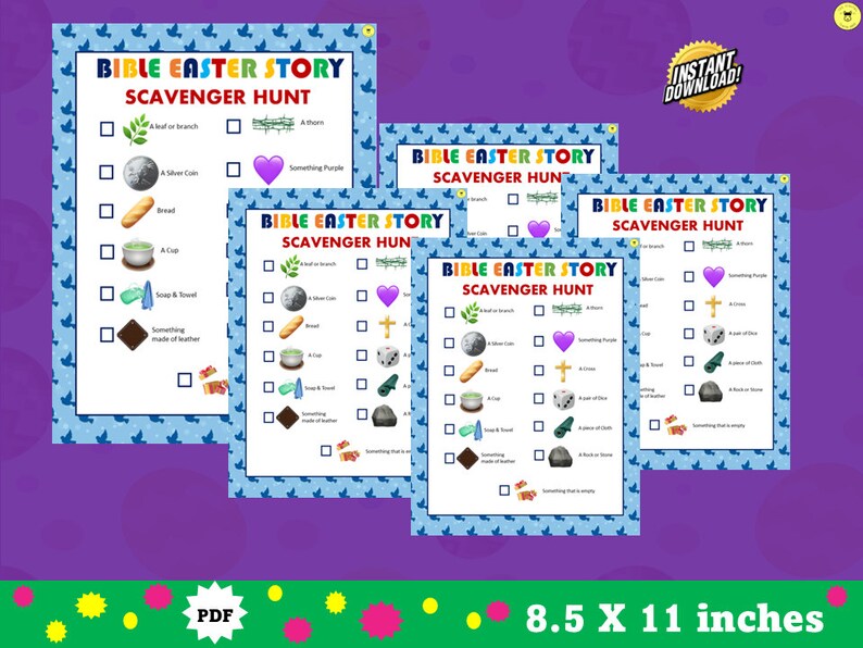 Bible Easter Story Scavenger Hunt | Scavenger Hunt Printable | Instant ...