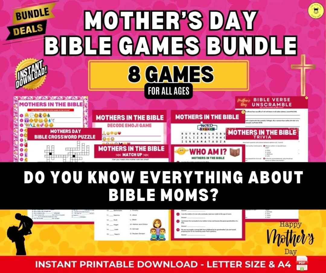 Mother's Day Bible Games Bundle: Church Activity (PDF) - Etsy
