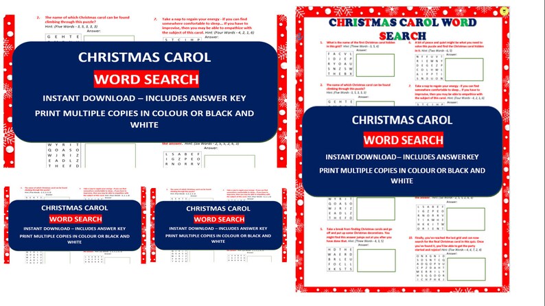 Christmas Carol Word Search | Christmas Carols Trivia Quiz | Church ...