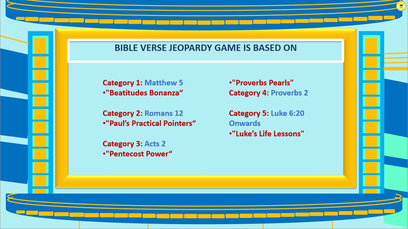 Bible Verses Jeopardy Game: Trivia Party, Zoom Church Activity (instant ...