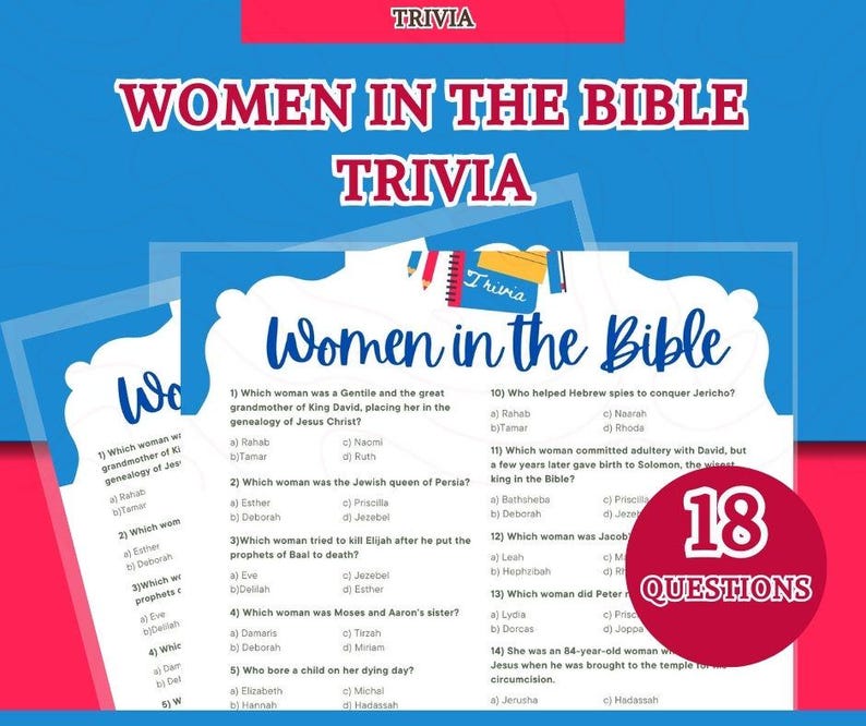 Women in the Bible Trivia Game: Church Study Printable (PDF) - Etsy