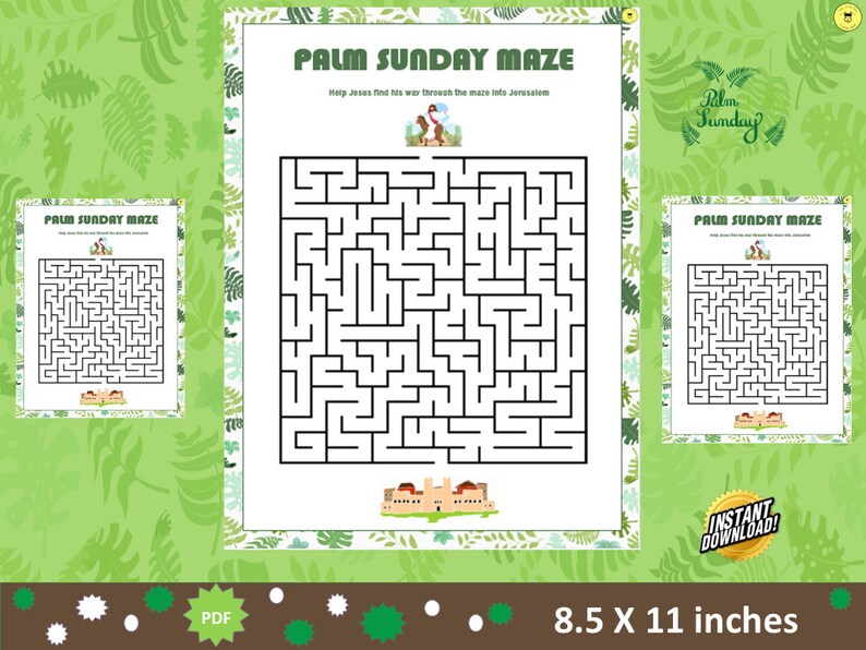 Palm Sunday Maze bible Palm Sunday Maze Game Printable Instant Download ...
