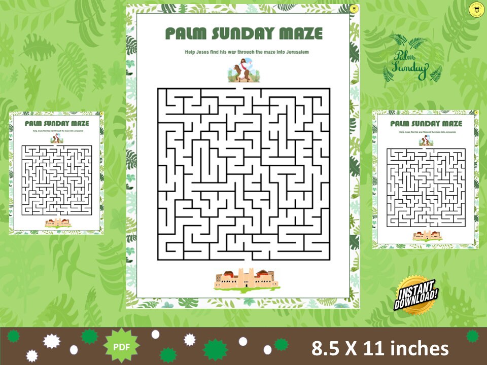 Palm Sunday Maze bible Palm Sunday Maze Game Printable Instant Download ...