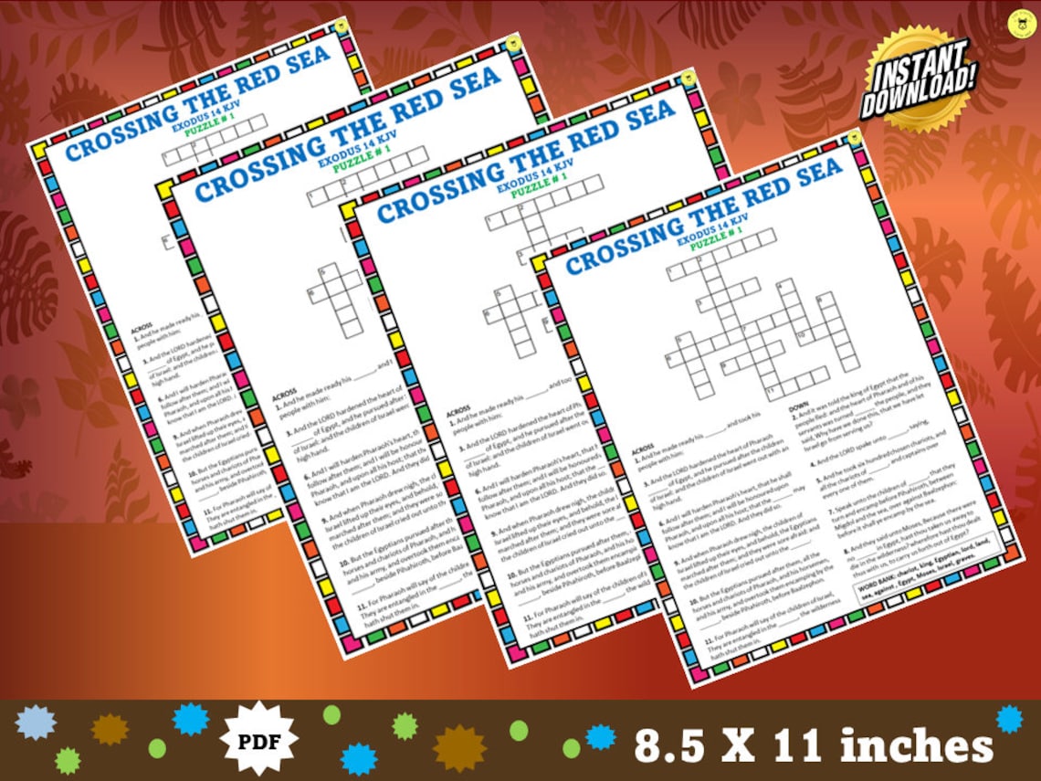 Bible Crossword Puzzle | Crossing the Red Sea Crossword Puzzle | Bible ...