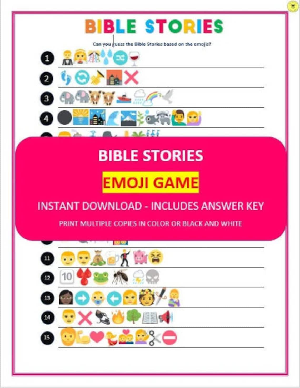 Bible Emoji Games Printable Bundle Bible Emoji Quiz Bundle - Etsy