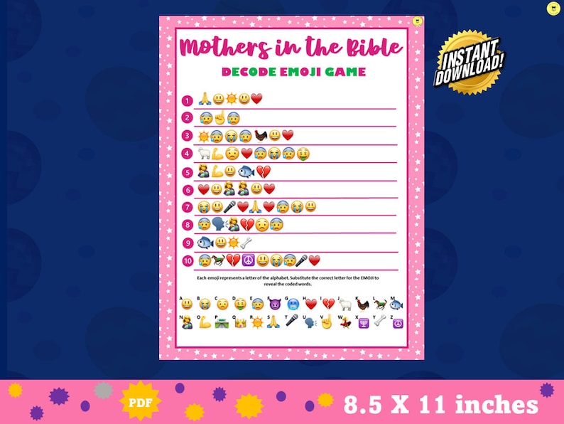 Bible Mothers Decode Emoji Game Decode the Mothers Names Using Emoji L ...