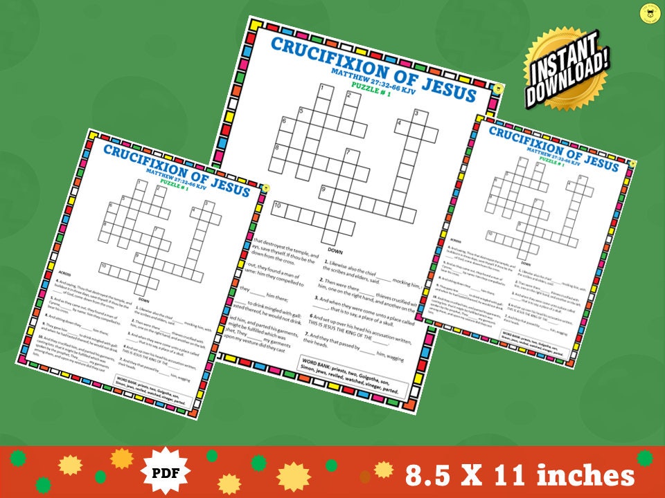 Crucigrama bíblico / Crucifixión de Jesús Crucigramas / Biblia - Etsy ...