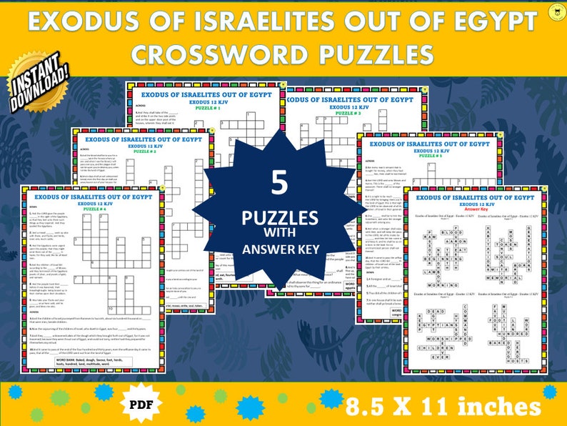 Exodus of Israelites Crossword Puzzle: Bible Study Activity (instant ...