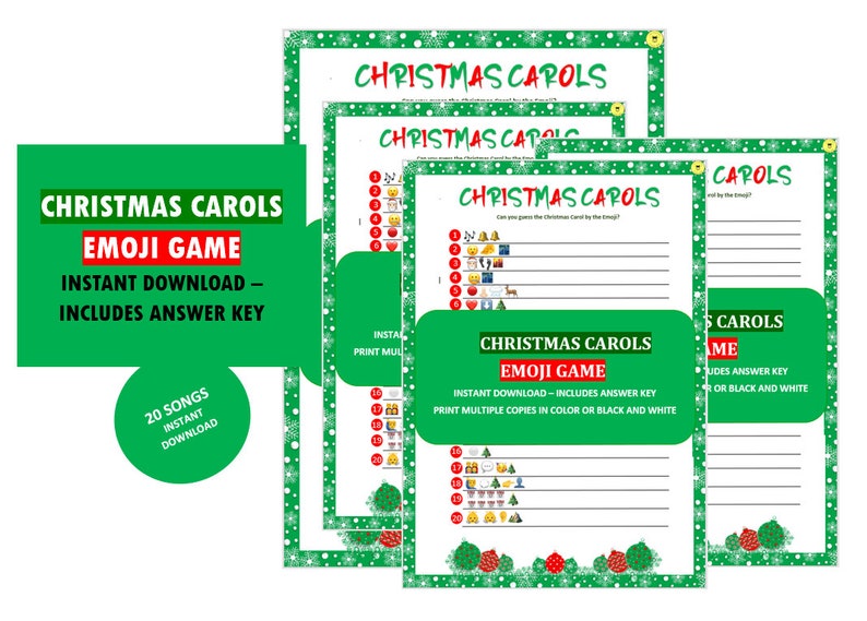 Christmas Carols Emoji Game: Printable Quiz (instant Download) - Etsy