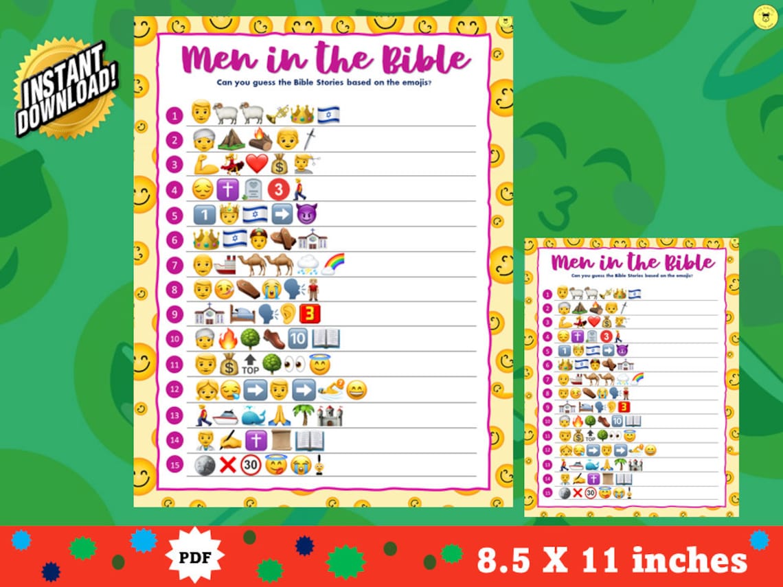 Bible Emoji Game Men in the Bible Printable Men in the Bible Quiz ...