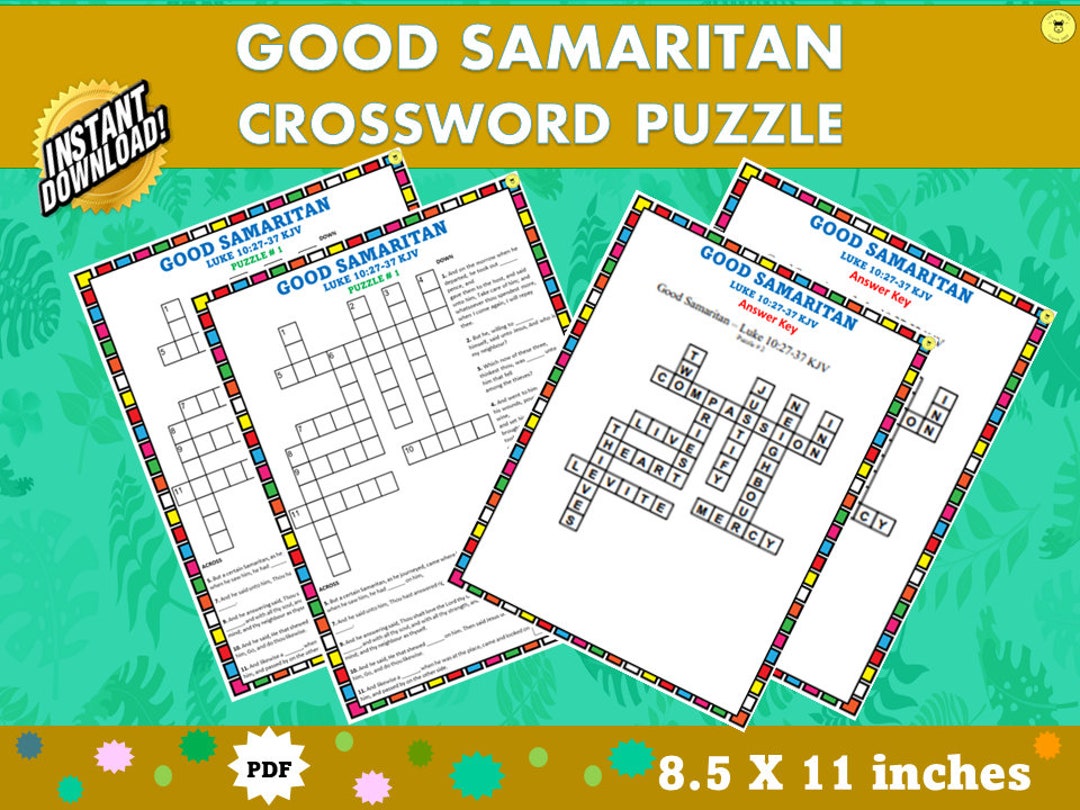 Good Samaritan Bible Crossword Puzzle: Church Activity (instant ...