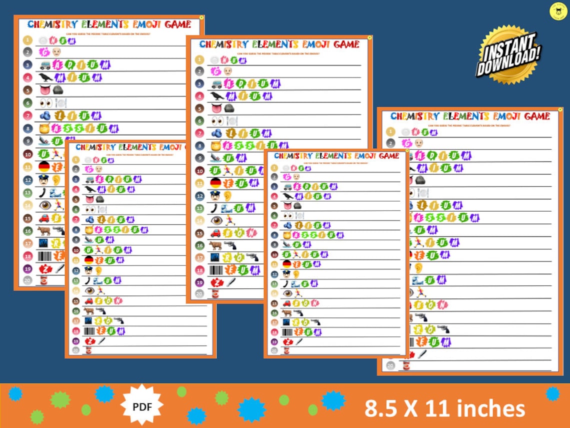 Chemistry Periodic Table Emoji Game| Chemistry Game | Instant Download ...