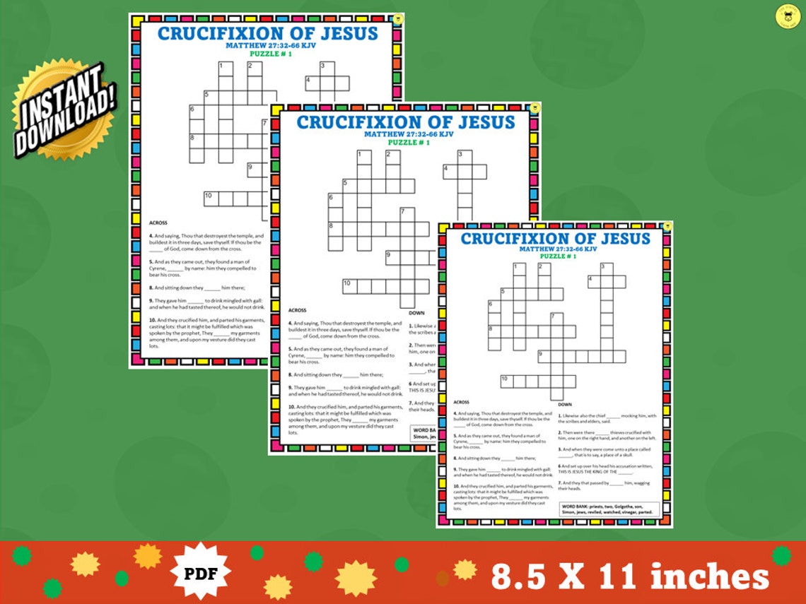 Crucigrama bíblico / Crucifixión de Jesús Crucigramas / Biblia - Etsy ...