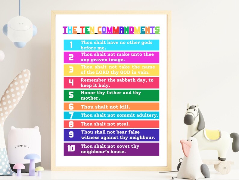 Bible Verses the Ten Commandments Wall Art, Faith Decor, Religious Gift ...