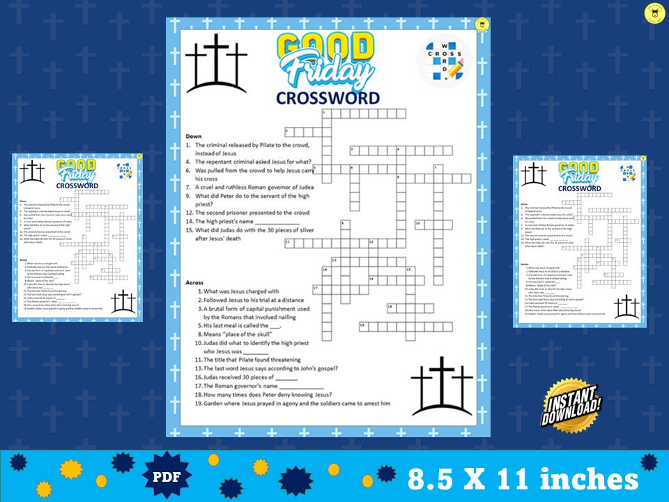 Good Friday Crossword Puzzle: Bible Study Game (PDF) - Etsy