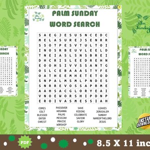 Palm Sunday Word Search bible Palm Sunday Game Printable Instant ...