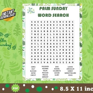 Palm Sunday Word Search bible Palm Sunday Game Printable Instant ...