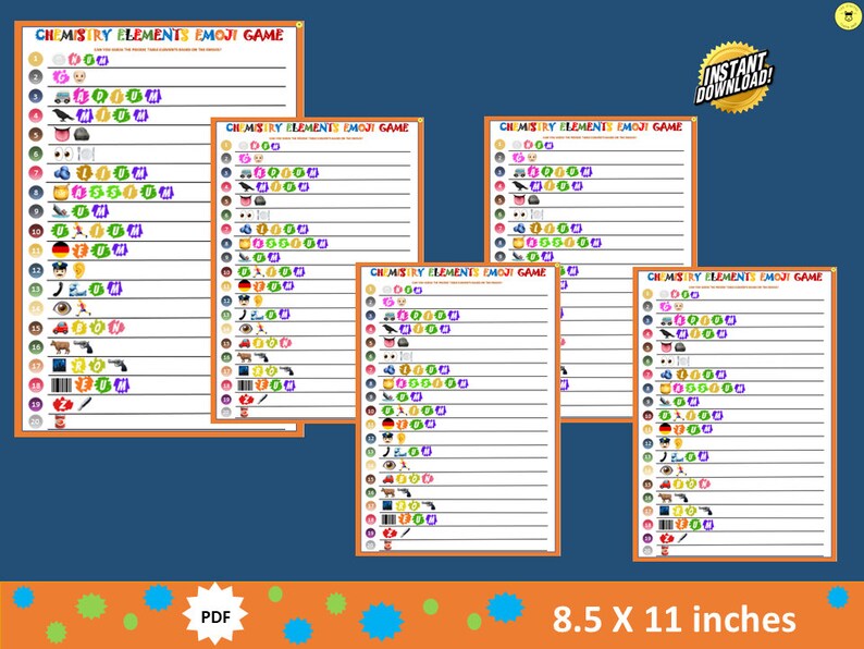 Chemistry Periodic Table Emoji Game| Chemistry Game | Instant Download ...