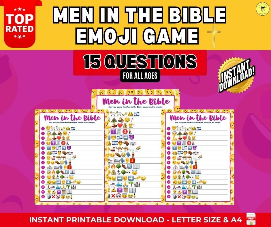 Bible Emoji Game| Men in the Bible Printable | Men in the Bible Quiz ...