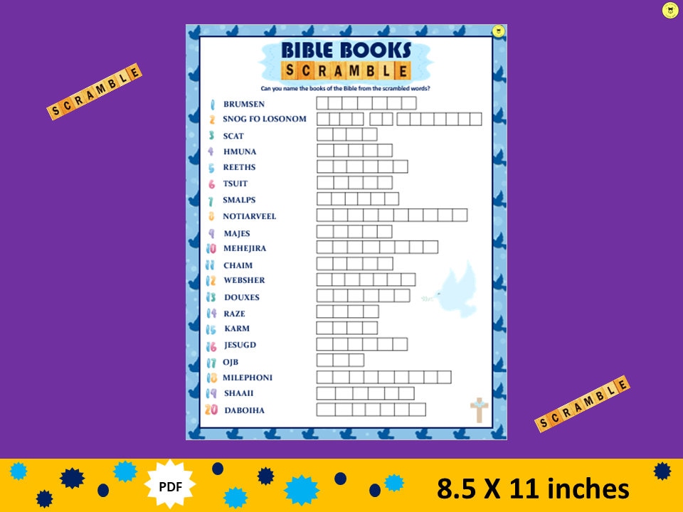 Bible Books Scramble Printable |church and Bible Activity for Kids and ...