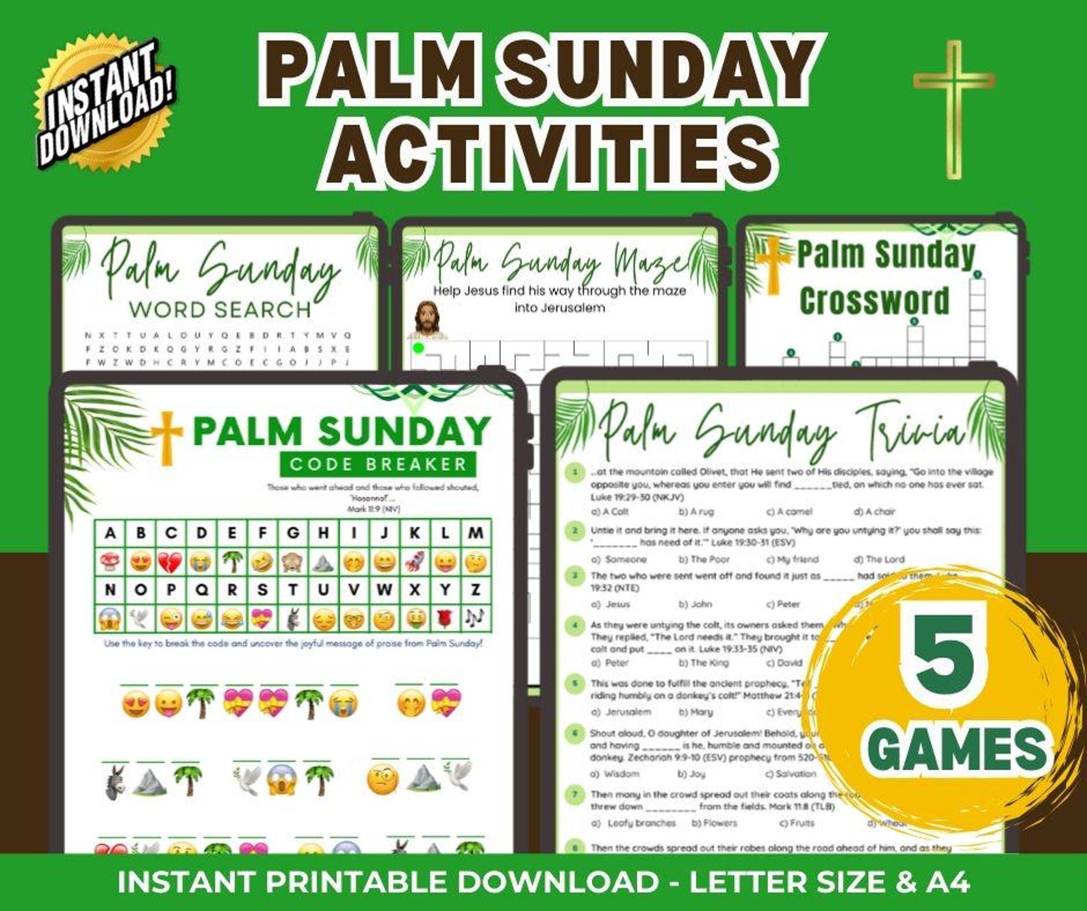 Palm Sunday Games Bundle: Church Activities for Kids & Adults ...