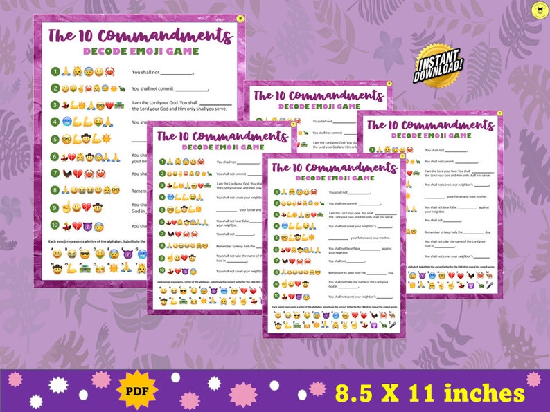 10 Commandments Emoji Decode Game | 10 Commandments Decode Game ...